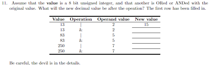 Solved Assume that the value is a 8 ﻿bit unsigned integer, | Chegg.com