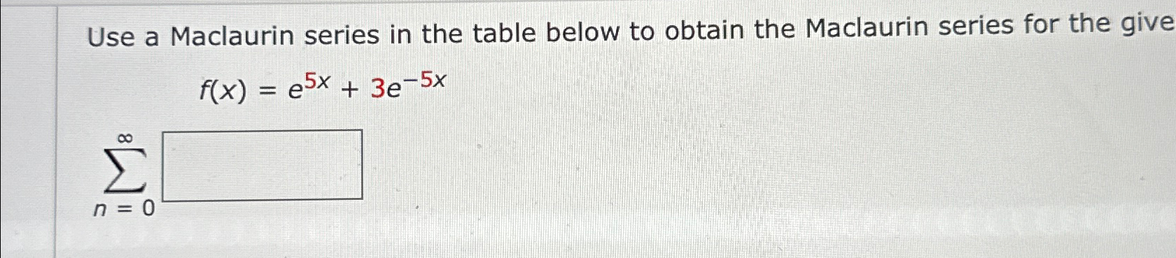 Solved Use a Maclaurin series in the table below to obtain | Chegg.com