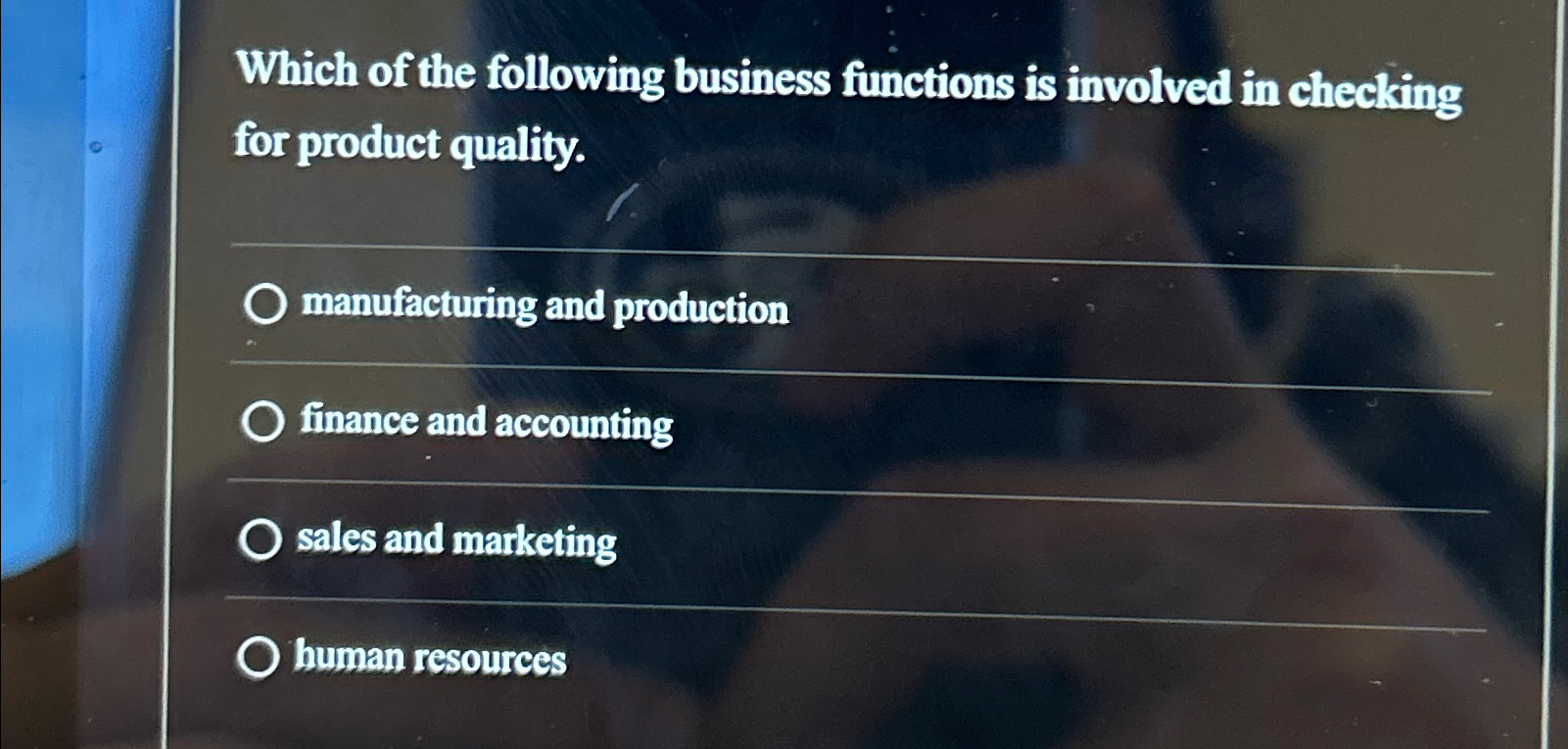 Solved Which of the following business functions is involved | Chegg.com