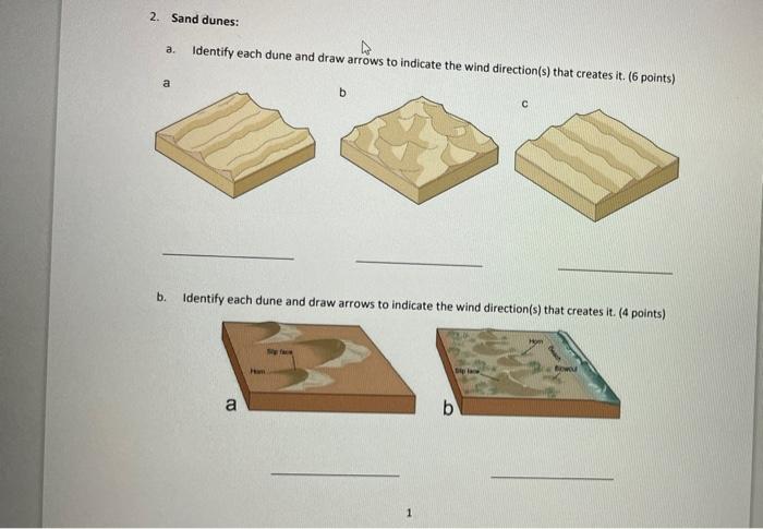 Solved 2. Sand dunes: a. Identify each dune and draw arrows | Chegg.com