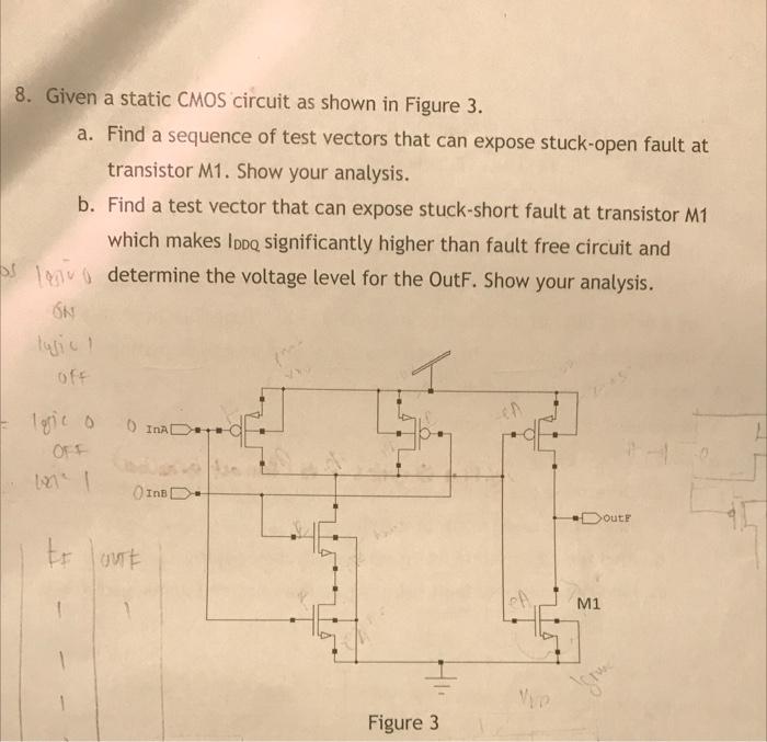 Solved 8. Given a static CMOS circuit as shown in Figure 3. | Chegg.com