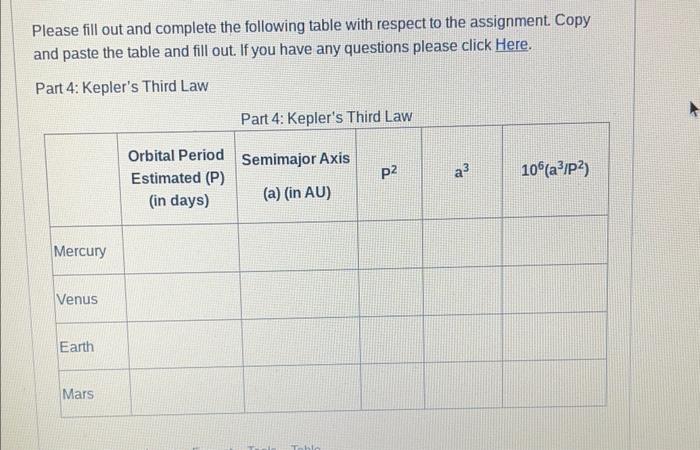 Solved Please fill out and complete the following table with | Chegg.com
