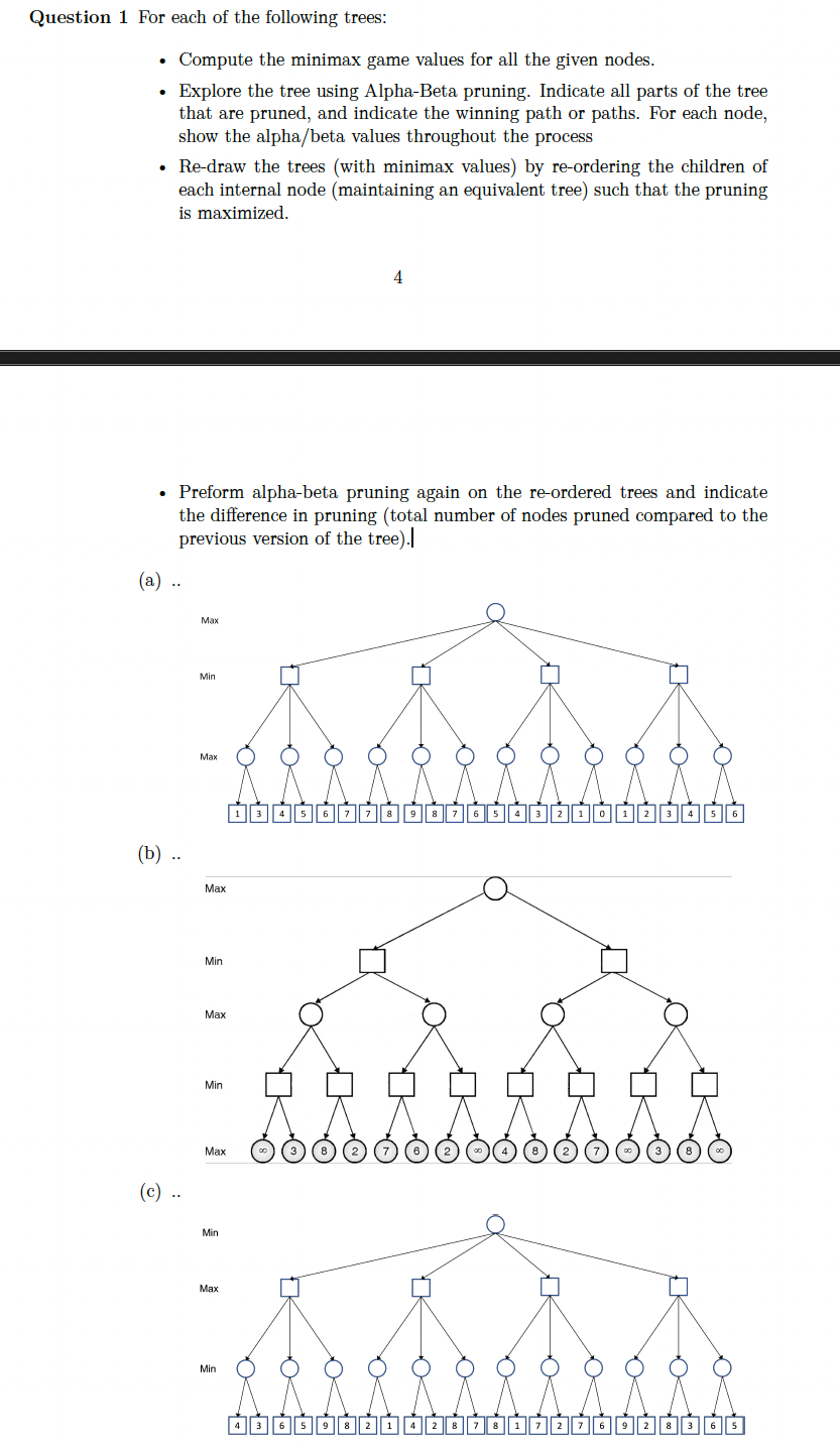 Solved Question 1 ﻿For each of the following trees:Compute | Chegg.com