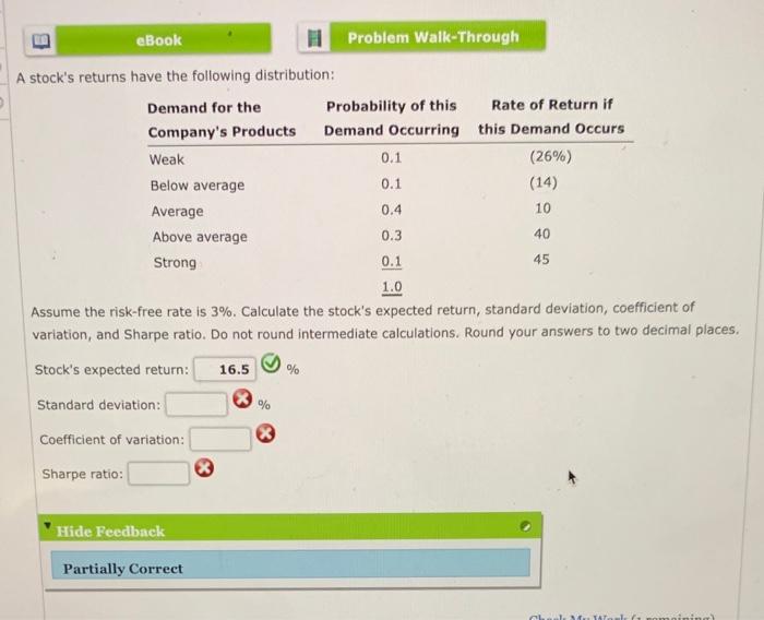 Solved A stock's returns have the following distribution: | Chegg.com
