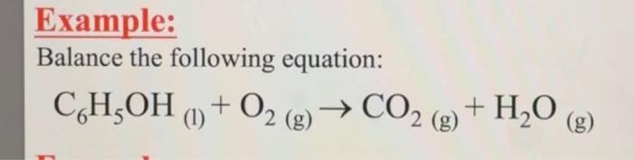 Solved Example: Balance the following equation: | Chegg.com