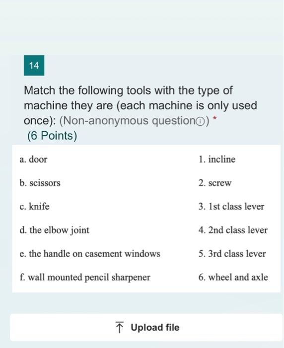 14 Match the following tools with the type of machine | Chegg.com