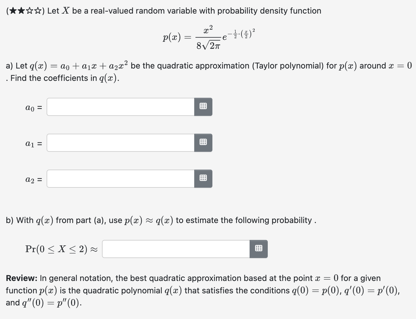Solved Review In General Notation The Best Quadratic 