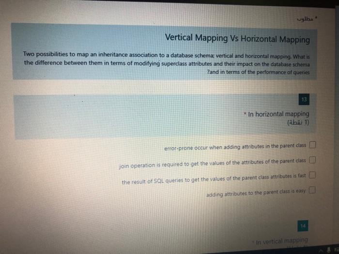 Solved مطلوب Vertical Mapping Vs Horizontal Mapping Two | Chegg.com