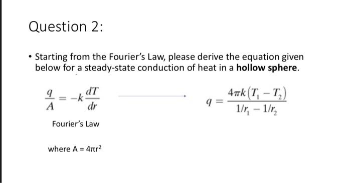 Solved - Starting from the Fourier's Law, please derive the | Chegg.com