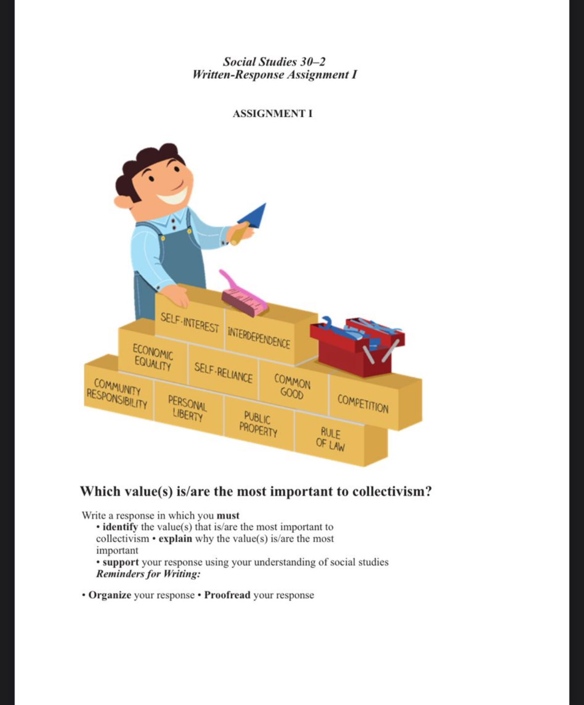 Solved Social Studies 30-2Written-Response Assignment | Chegg.com