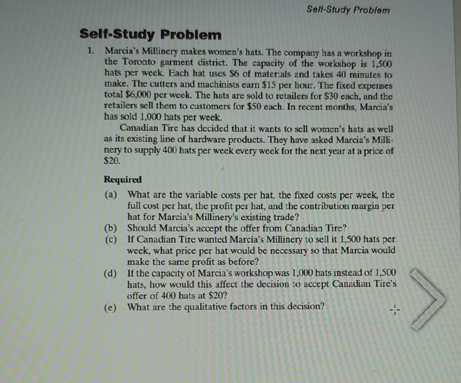 Solved Self-Study ProblemSelf-Study ProblemMarcia's | Chegg.com Solved Self-Study ProblemSelf-Study ProblemMarcia's | Chegg.com