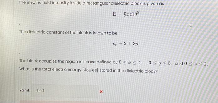 Solved The electric field intensity inside a rectangular | Chegg.com