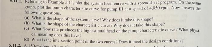 Solved Referring to Example 5.11, plot the system head curve | Chegg.com