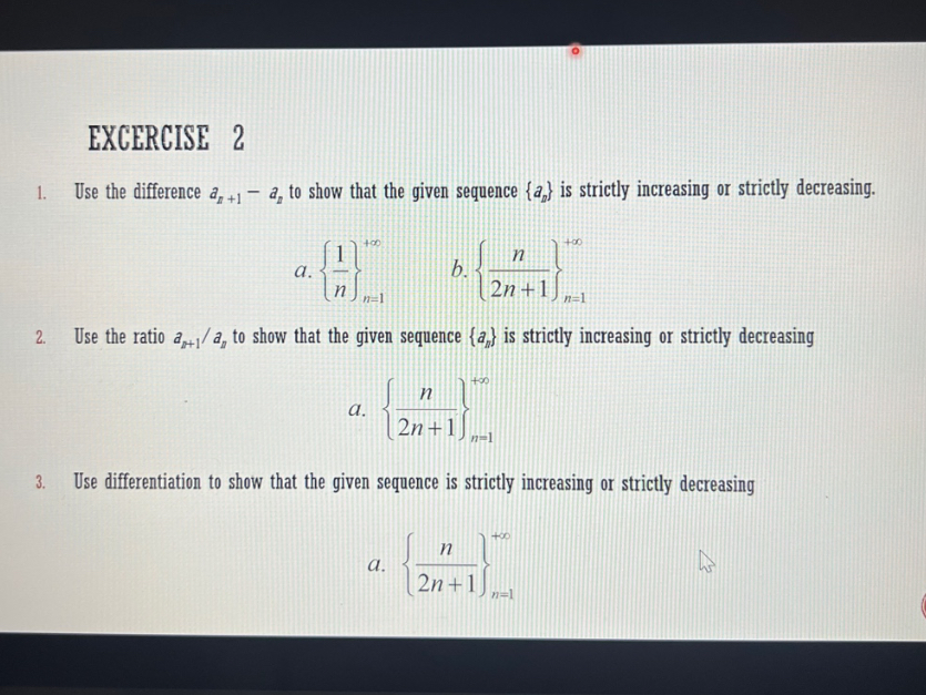 Solved EXCERCISE 2Use the difference an+1-aA ﻿to show that | Chegg.com