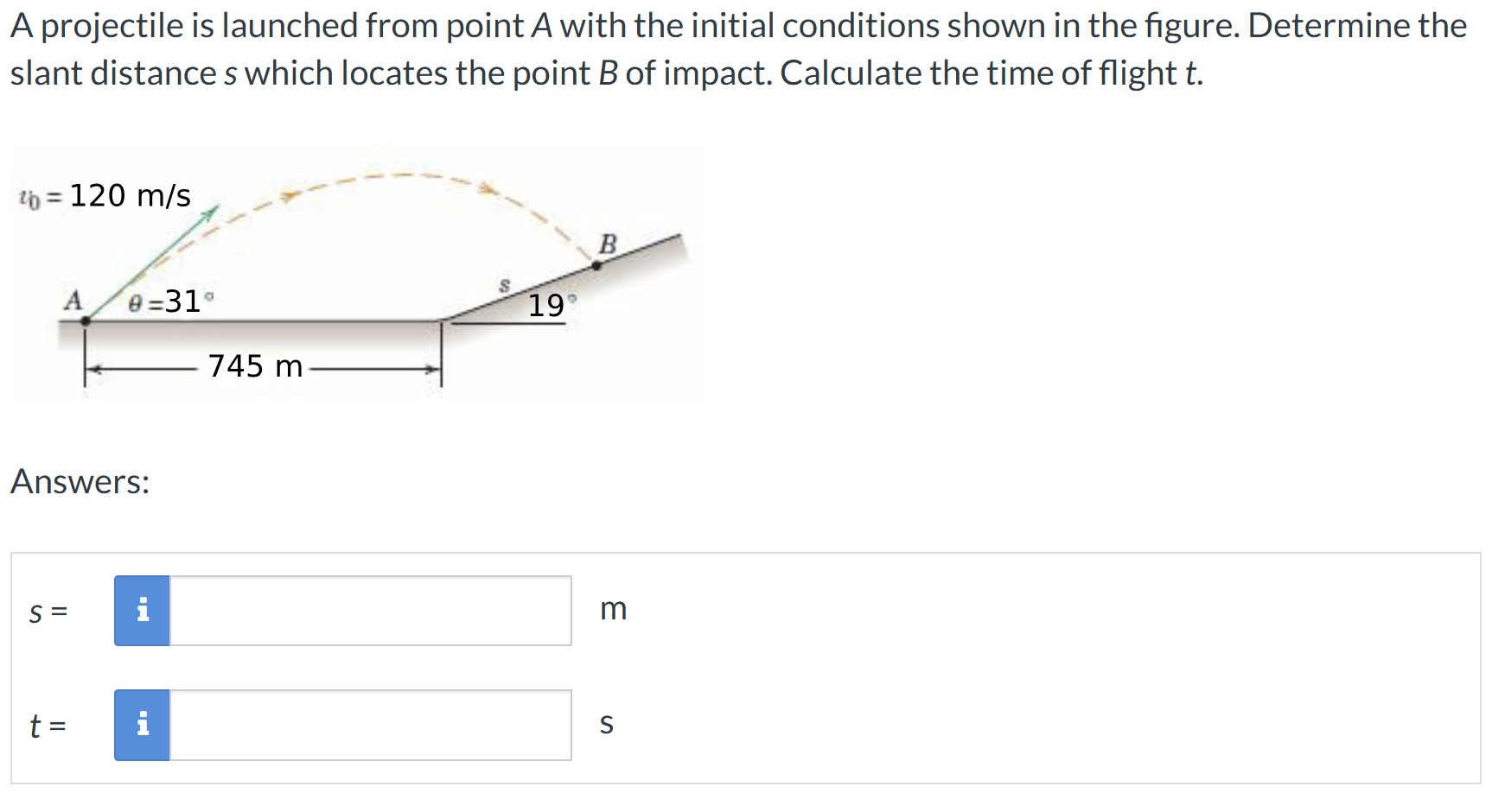 Solved A projectile is launched from point \( ﻿A \) ﻿with | Chegg.com