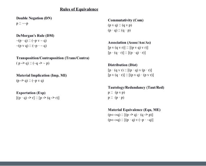 Solved Intro to Logic solve using Implication & equivalence | Chegg.com