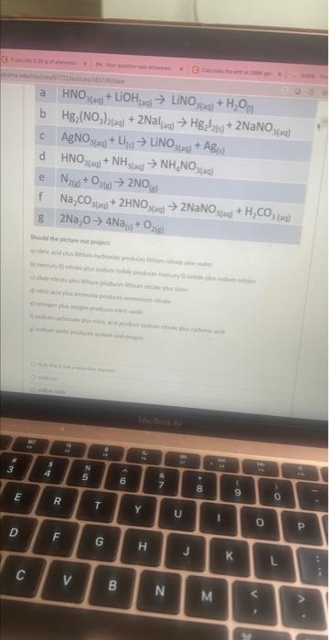 Solved b Hg2(NO3)(2aq)+2Nal(aq)→Hg2l2(x∣+2NaNO3(aq) e | Chegg.com