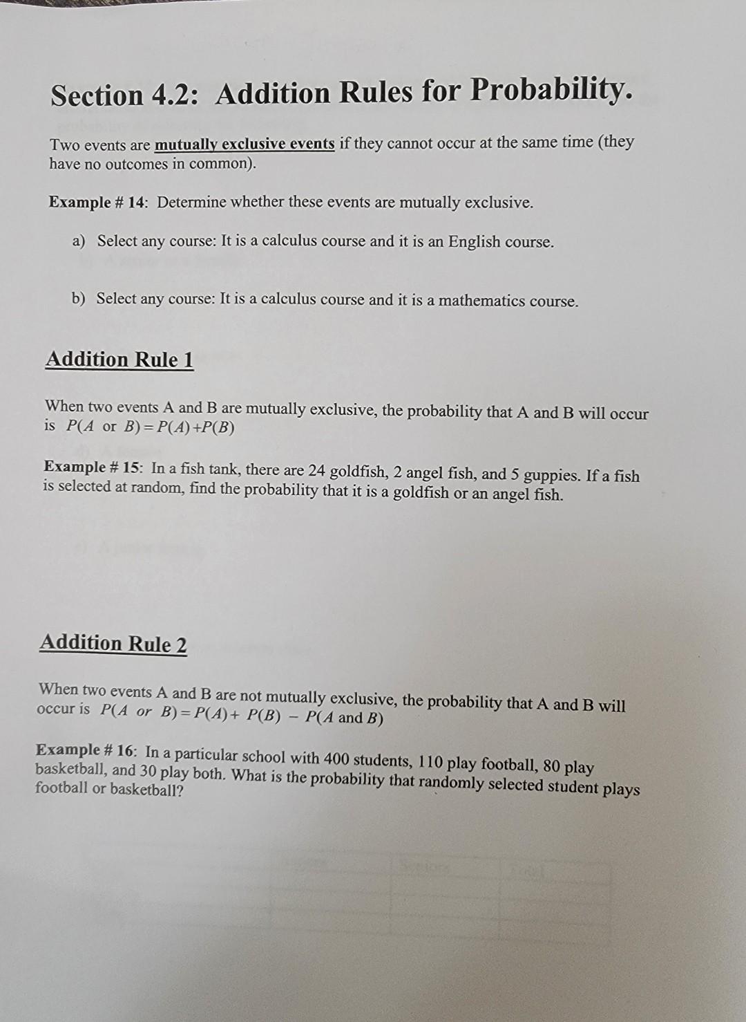 Solved Section 4.2: Addition Rules for Probability. Two | Chegg.com