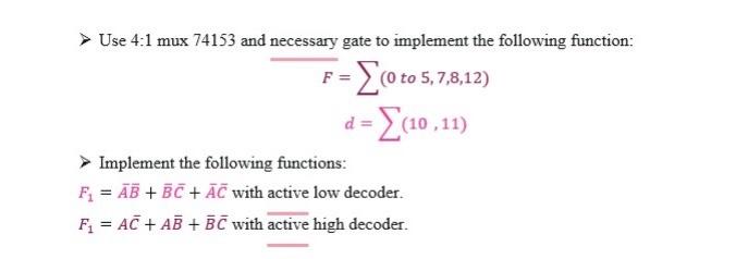 Solved Use 4:1 mux 74153 and necessary gate to implement the | Chegg.com