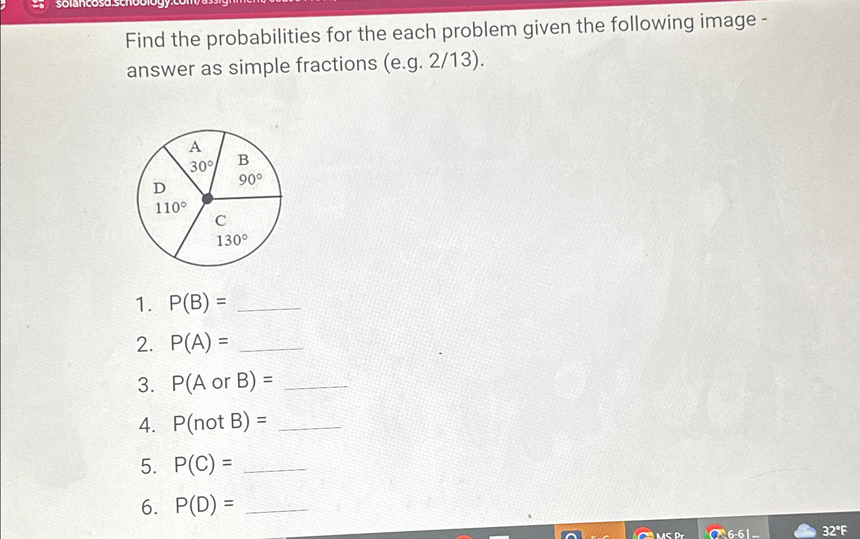 Solved Find the probabilities for the each problem given the | Chegg.com