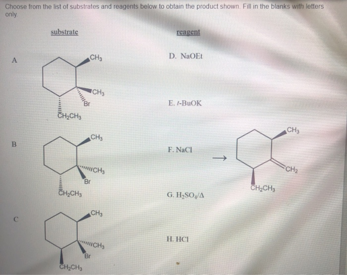 Solved Choose from the list of substrates and reagents below | Chegg.com