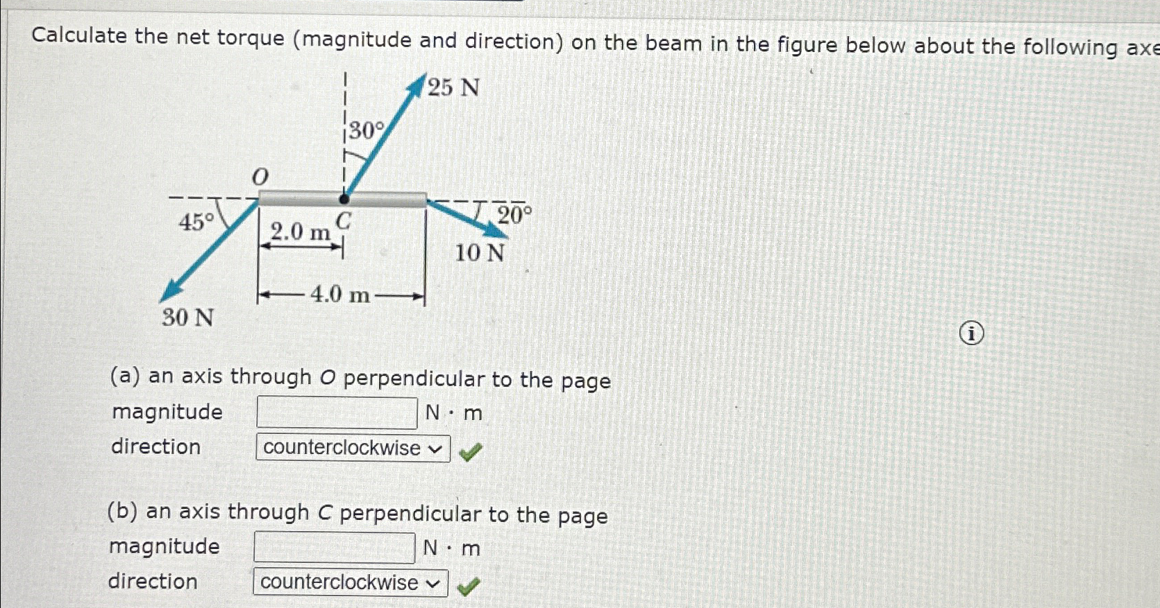 Solved qCalculate the net torque (magnitude and direction) | Chegg.com