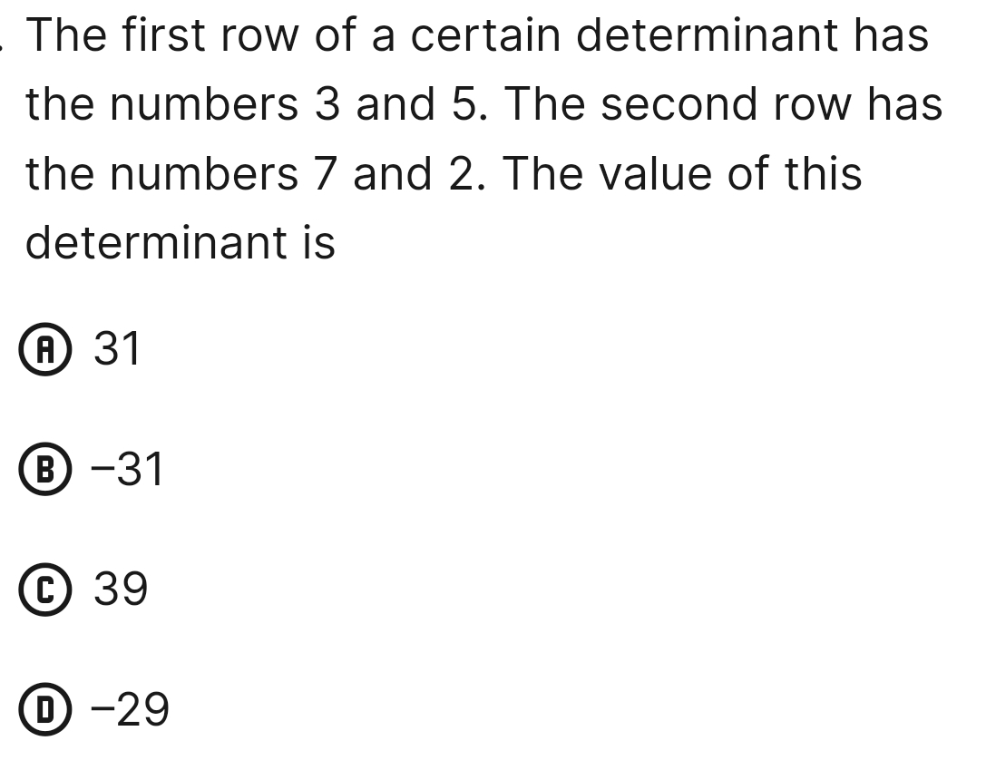 Solved The first row of a certain determinant has the | Chegg.com