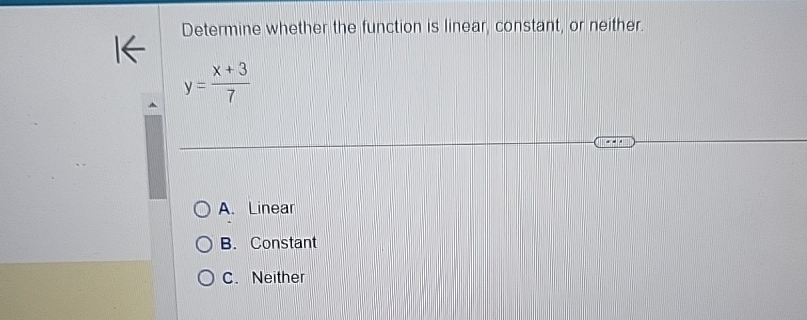 Solved Determine whether the function is linear, constant, | Chegg.com