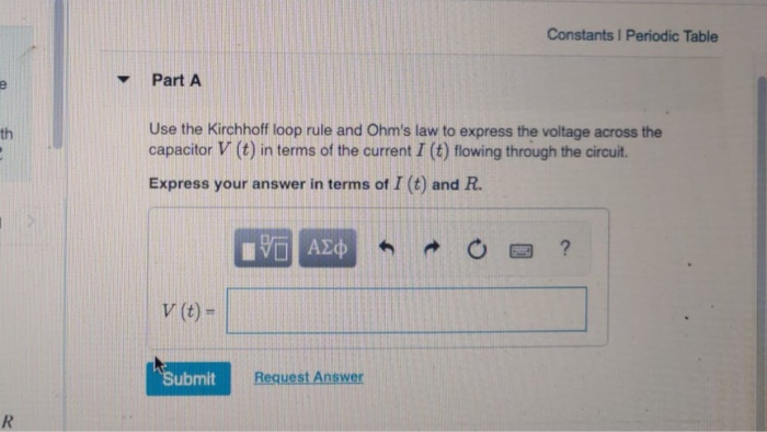 Solved Part A Use the Kirchhoff loop rule and Ohm's law to | Chegg.com