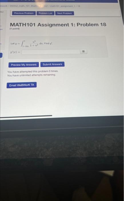 Solved MATH101 Assignment 1: Problem 18 (1 point) Let | Chegg.com