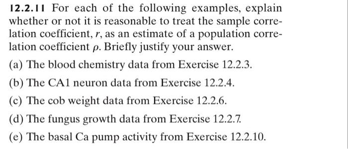 Solved 12.2.11 For each of the following examples, explain | Chegg.com