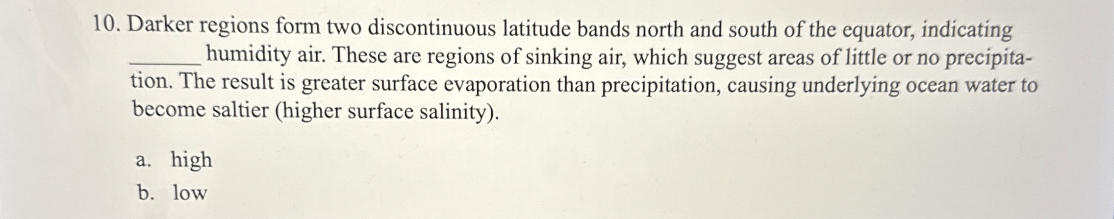 Solved Darker regions form two discontinuous latitude bands | Chegg.com