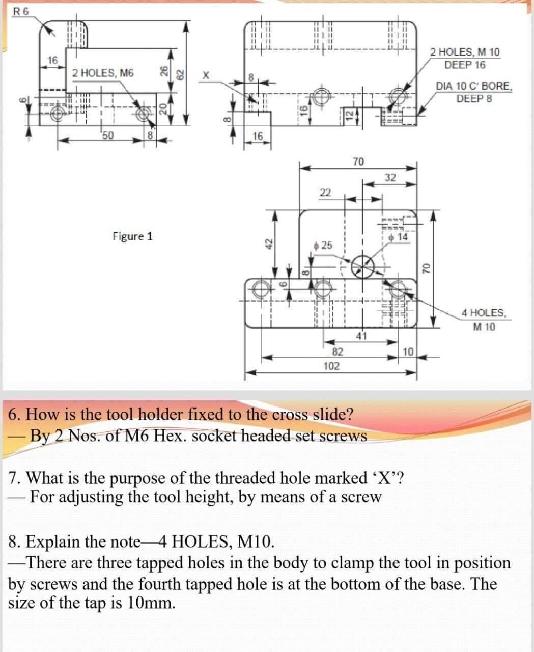 R6 16 2 HOLES, M 10 DEEP 16 2 HOLES, M6 8 DIA 10 C | Chegg.com