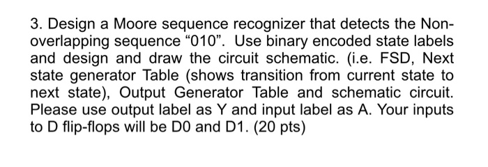 Solved 3. Design a Moore sequence recognizer that detects | Chegg.com