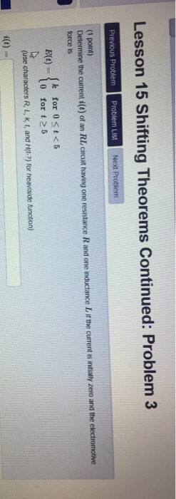 Solved Lesson 15 Shifting Theorems Continued: Problem 3 | Chegg.com