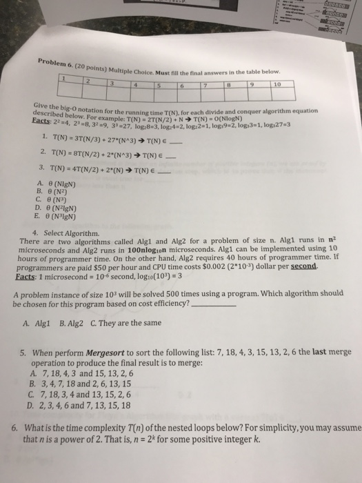 Solved Problem 6. (20 points) Multiple points) Multiple Chat | Chegg.com