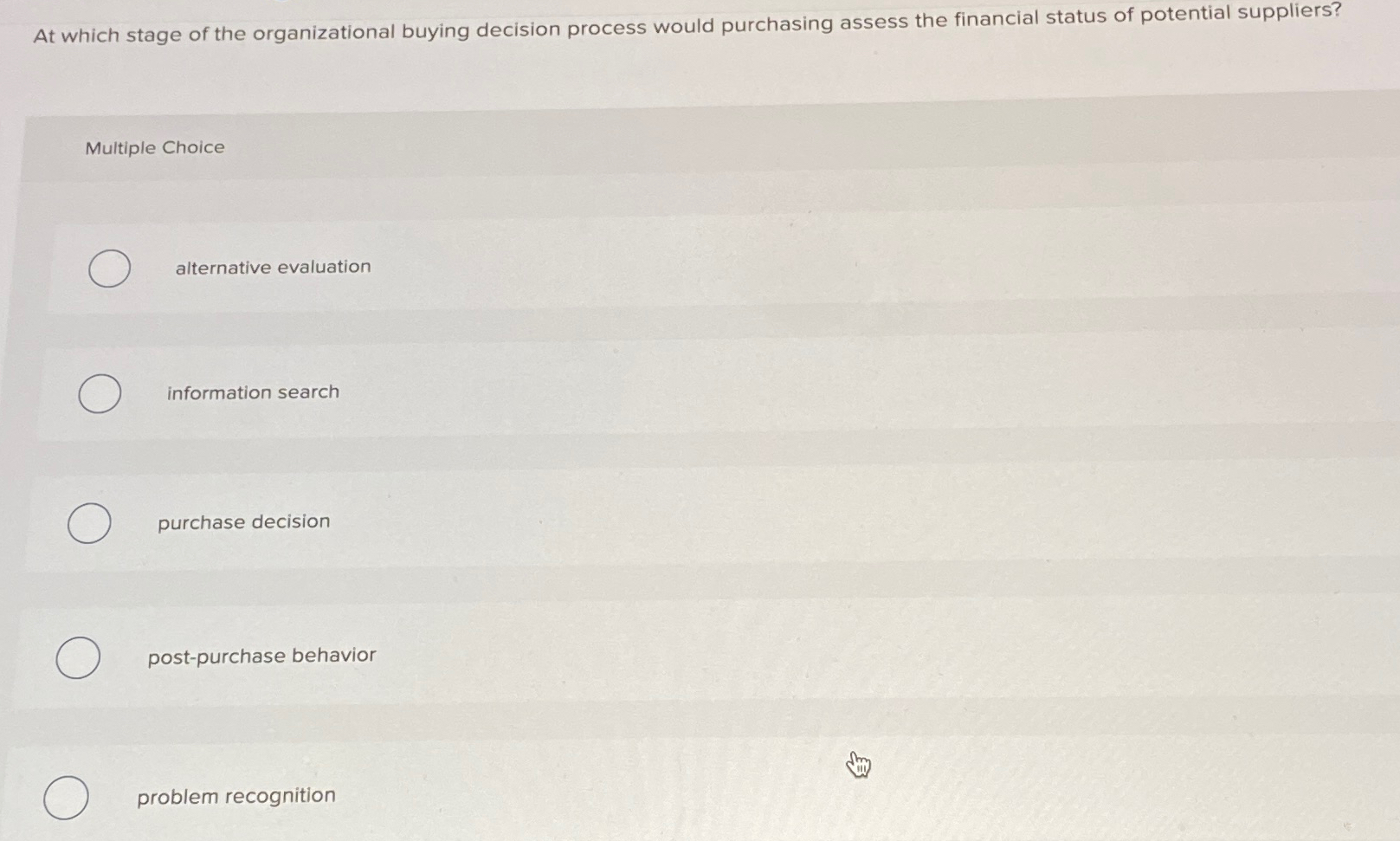 Solved At which stage of the organizational buying decision | Chegg.com