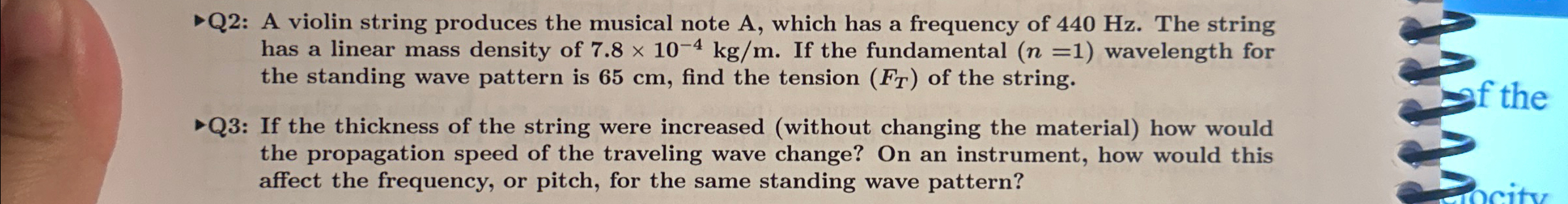 Solved Q2: A violin string produces the musical note A, | Chegg.com