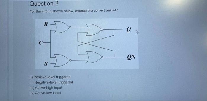 Solved For the circuit shown below, choose the correct | Chegg.com