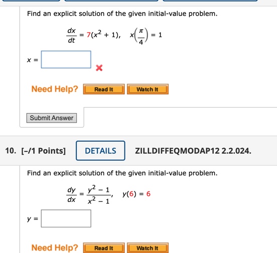 Solved Find an explicit solution of the given initial-value | Chegg.com
