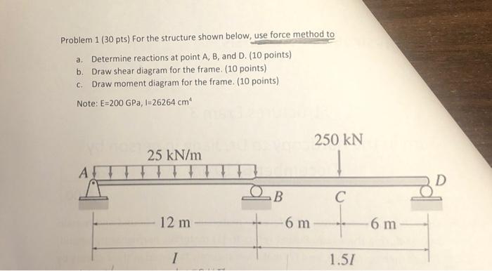 Solved Problem 1 ( 30 pts) For the structure shown below, | Chegg.com