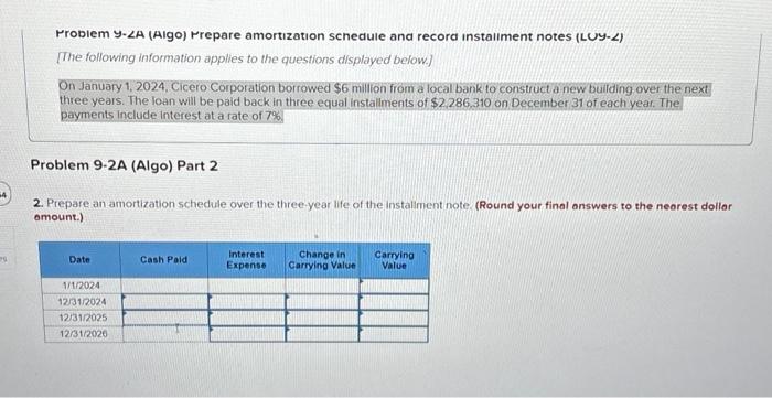 Solved Required information Problem 9-2A (Algo) Prepare | Chegg.com