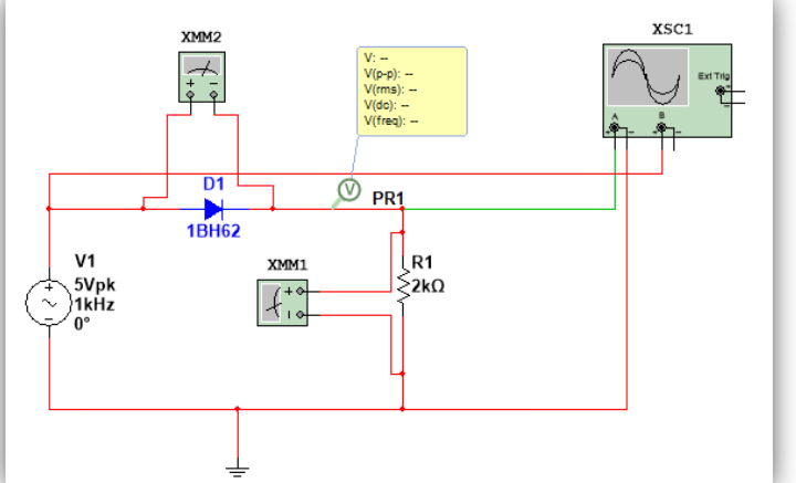 Solved XSC1 XMM2 Ext Trio V:- Vp-p): - Vrms): - V(de): | Chegg.com