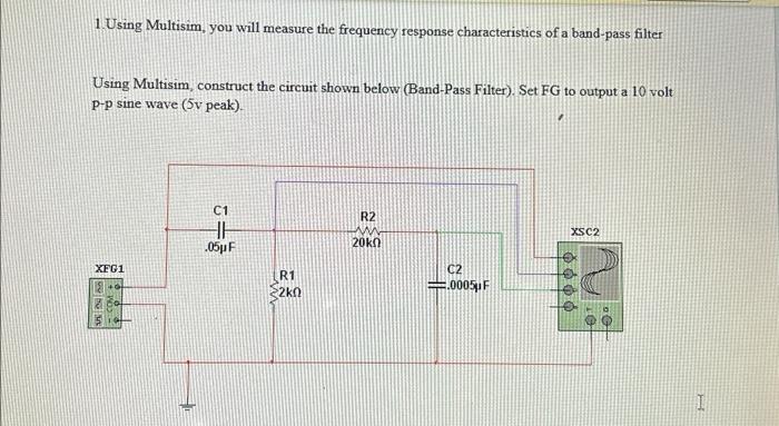 Solved 1. Using Multisim, you will measure the frequency | Chegg.com