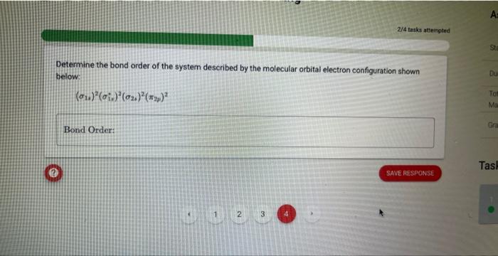Solved Determine The Bond Order Of The System Described By