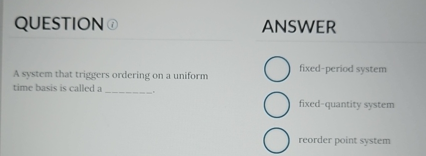 Solved QUESTIONA system that triggers ordering on a uniform | Chegg.com