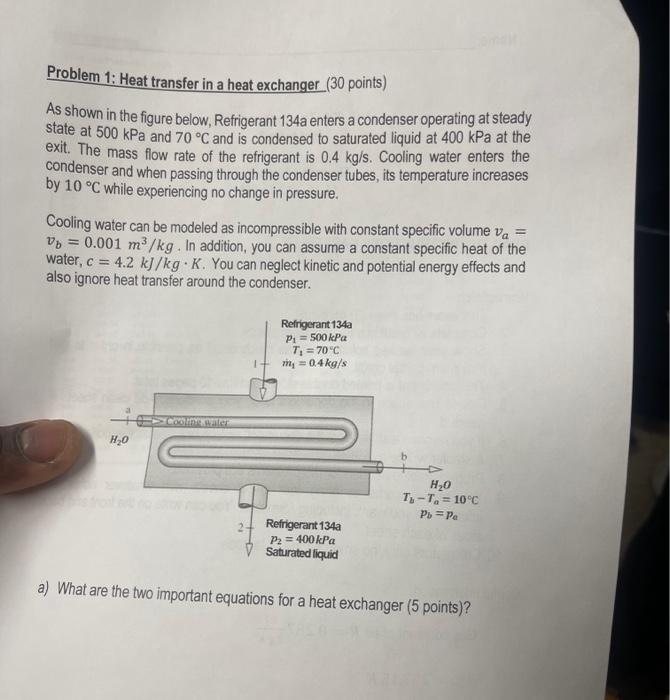 Solved Problem 1: Heat transfer in a heat exchanger ( 30 | Chegg.com