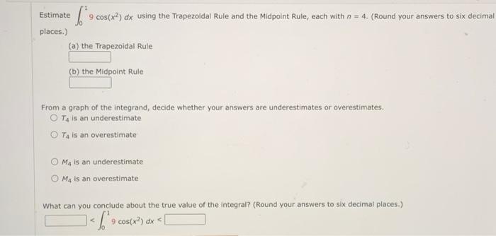 Solved Estimate L's cos(x2) dx using the Trapezoidal Rule | Chegg.com