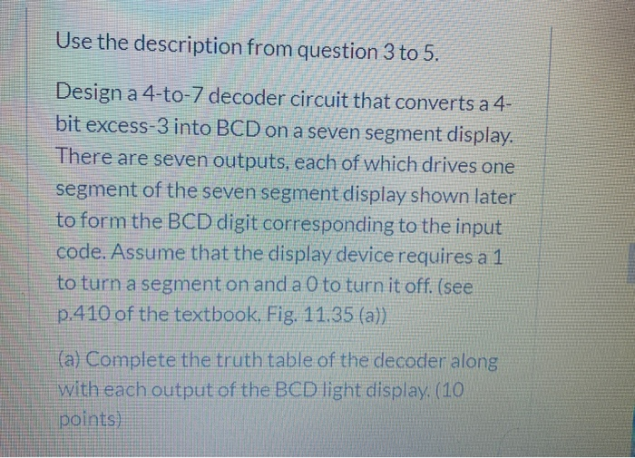 Solved Use the description from question 3 to 5. Design a | Chegg.com