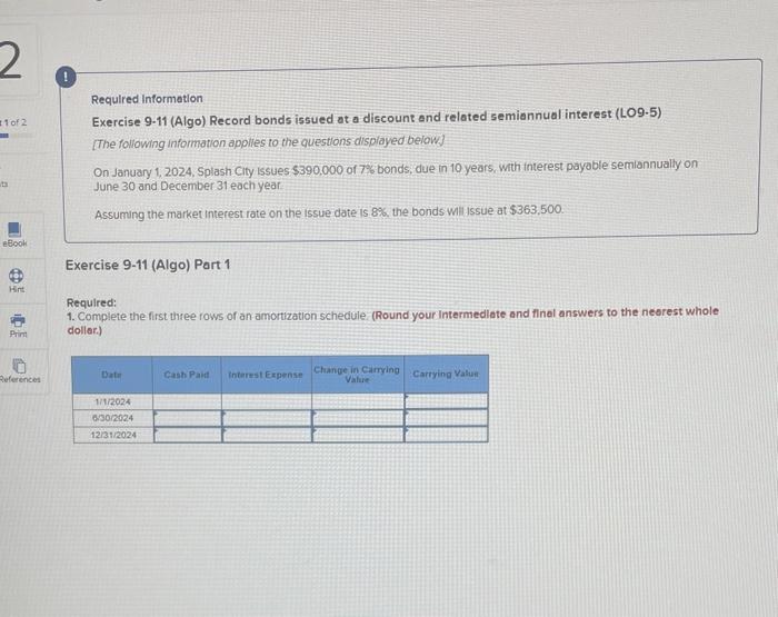 Solved Required Information Exercise 9-11 (Algo) Record | Chegg.com
